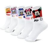 Disney Character Crew Socks, 5 Pairs Set, Mickey Mouse Minnie Donald ...