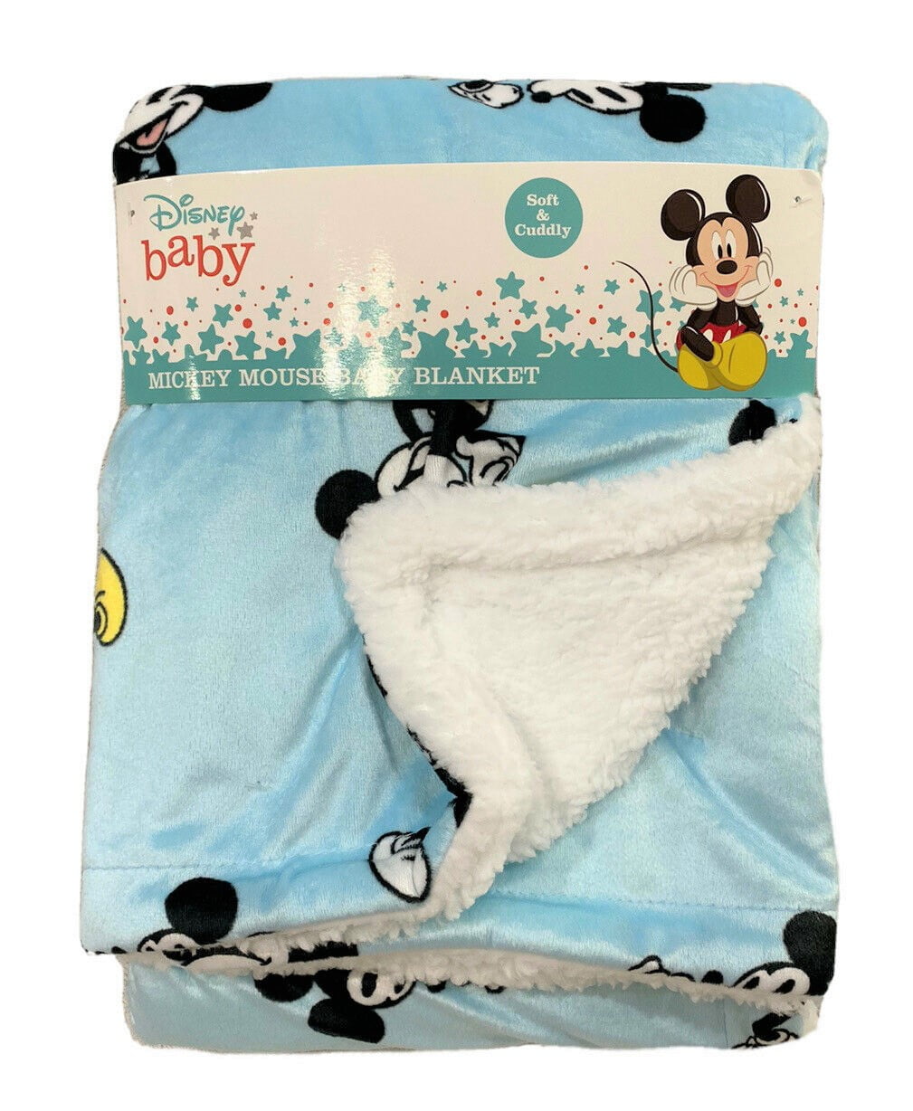 Disney Character Fuzzy Double Sided Mink and Sherpa Baby Blanket, Ultra ...