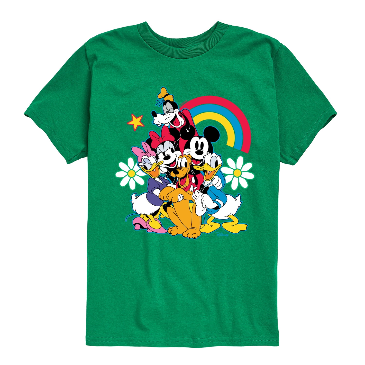 Disney - Character Group Rainbow Flower - Youth Short Sleeve Graphic T ...