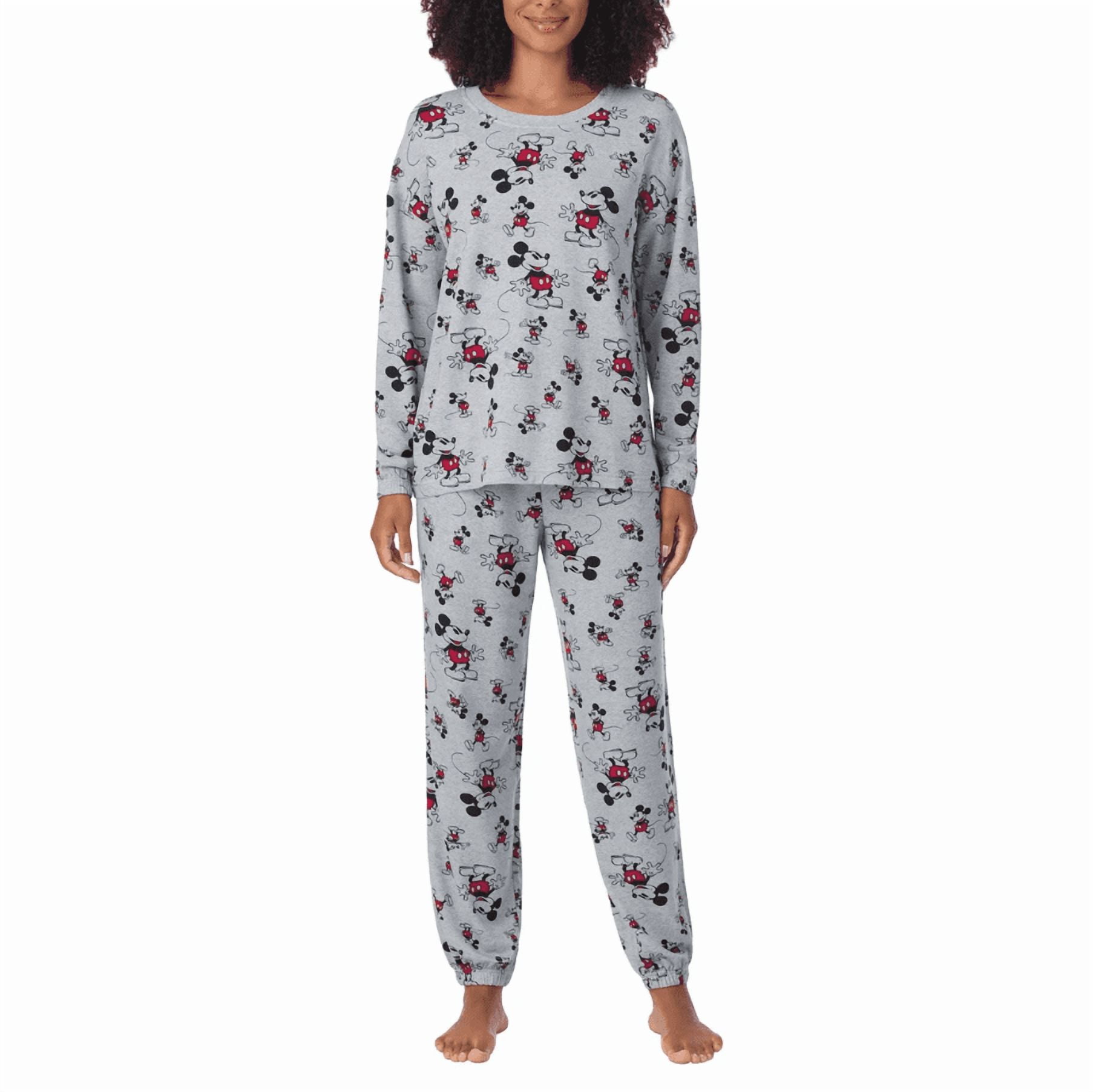 Disney Women's Mickey Mouse 2-Pc Printed Long Sleeve Soft Jersey Pajama ...