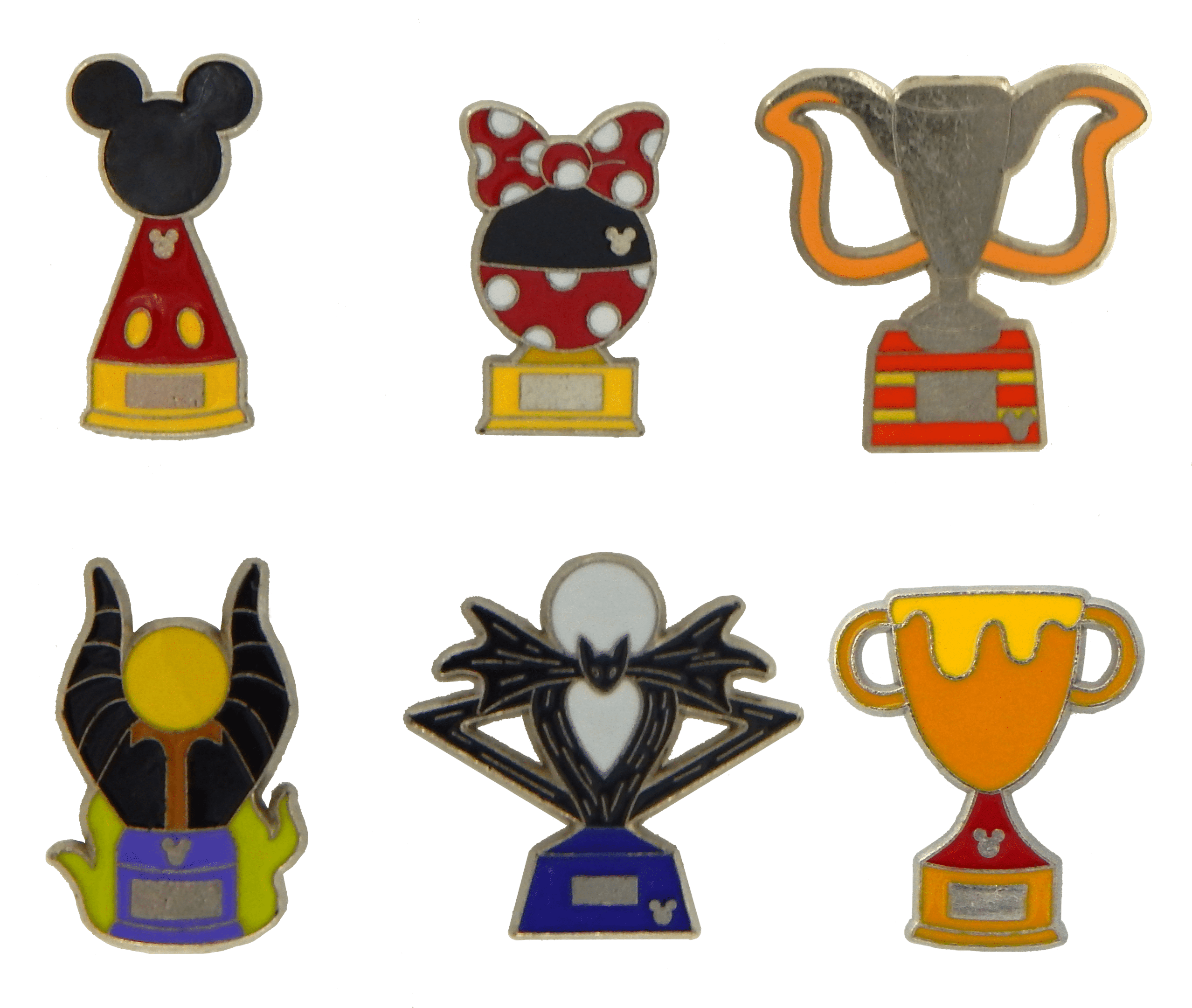 Disney Character Trophy Pins Collection 6 Specific Park Trading Pin Set ...