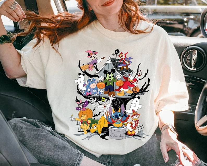 Disney Characters Halloween Boo Horror T-Shirt, Mickey And Friends ...