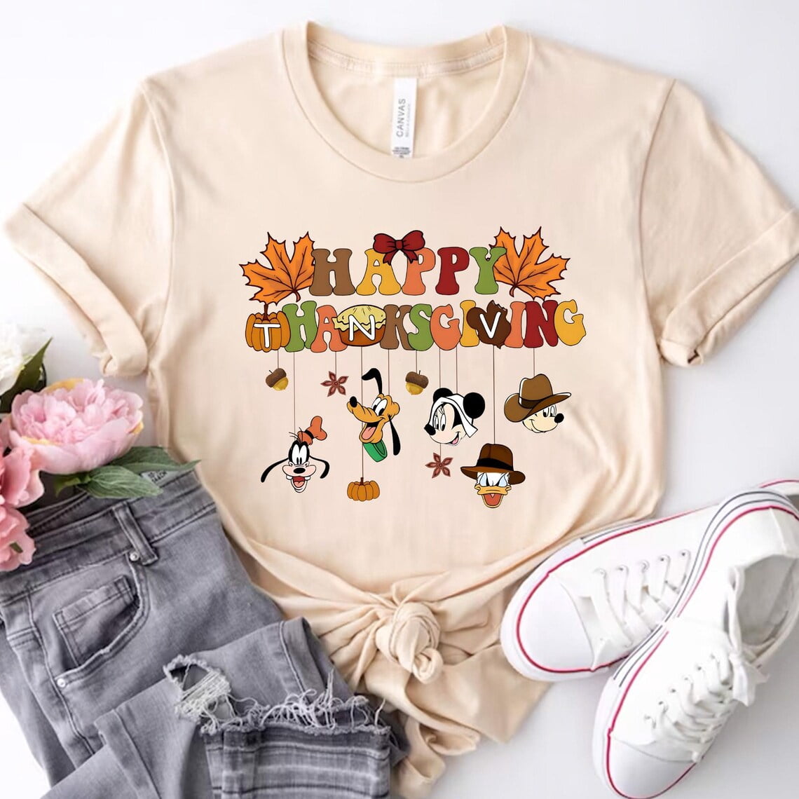 Disney Characters Happy Thanksgiving Shirt, Disney Thanksgiving Tee ...