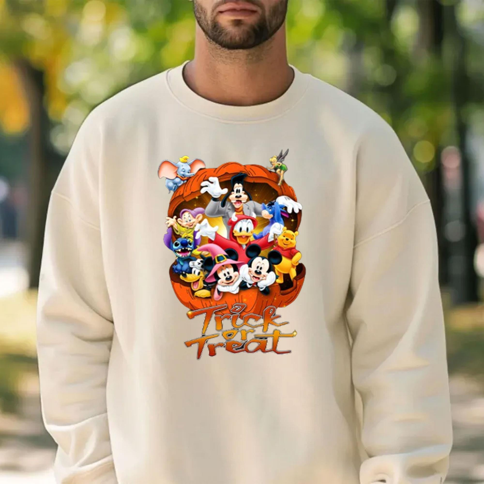 Disney Characters Inside Pumpkin Halloween Trick Or Treat Sweat Shirt ...