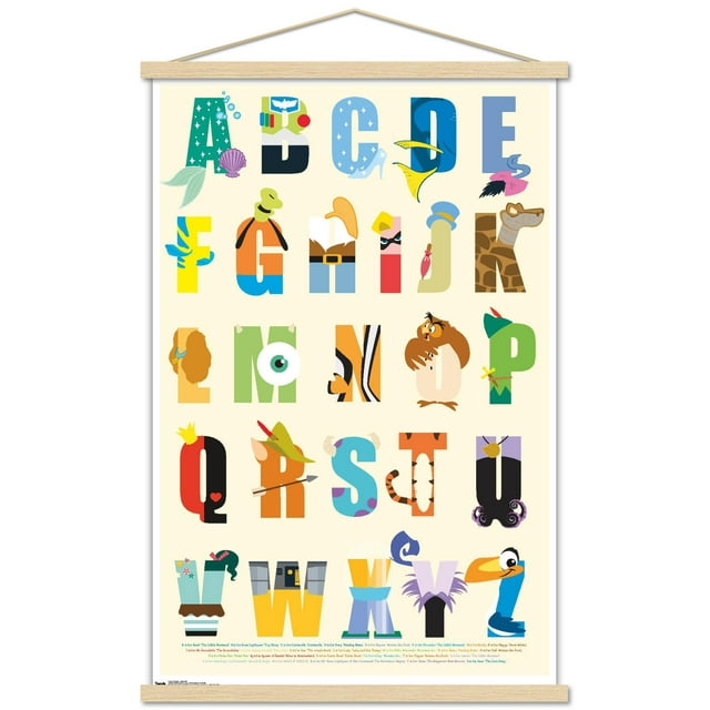 Disney Characters as the Alphabet Wall Poster with Magnetic Frame, 22. ...