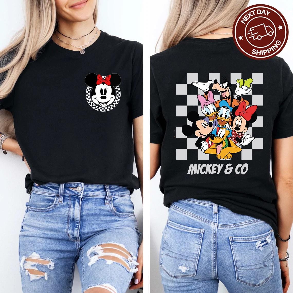 Disney Checkered Shirt, Mickey And Co 1928 Shirt, Mickey And Minnie ...