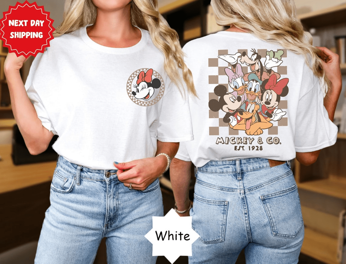 Disney Checkered Shirt, Mickey and Co 1928 Shirt, Mickey and Minnie ...