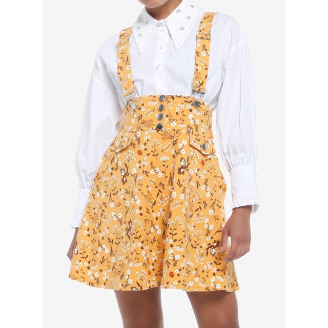 Disney Chip 'N' Dale Yellow Floral Disney bound Suspender Skirt M ...