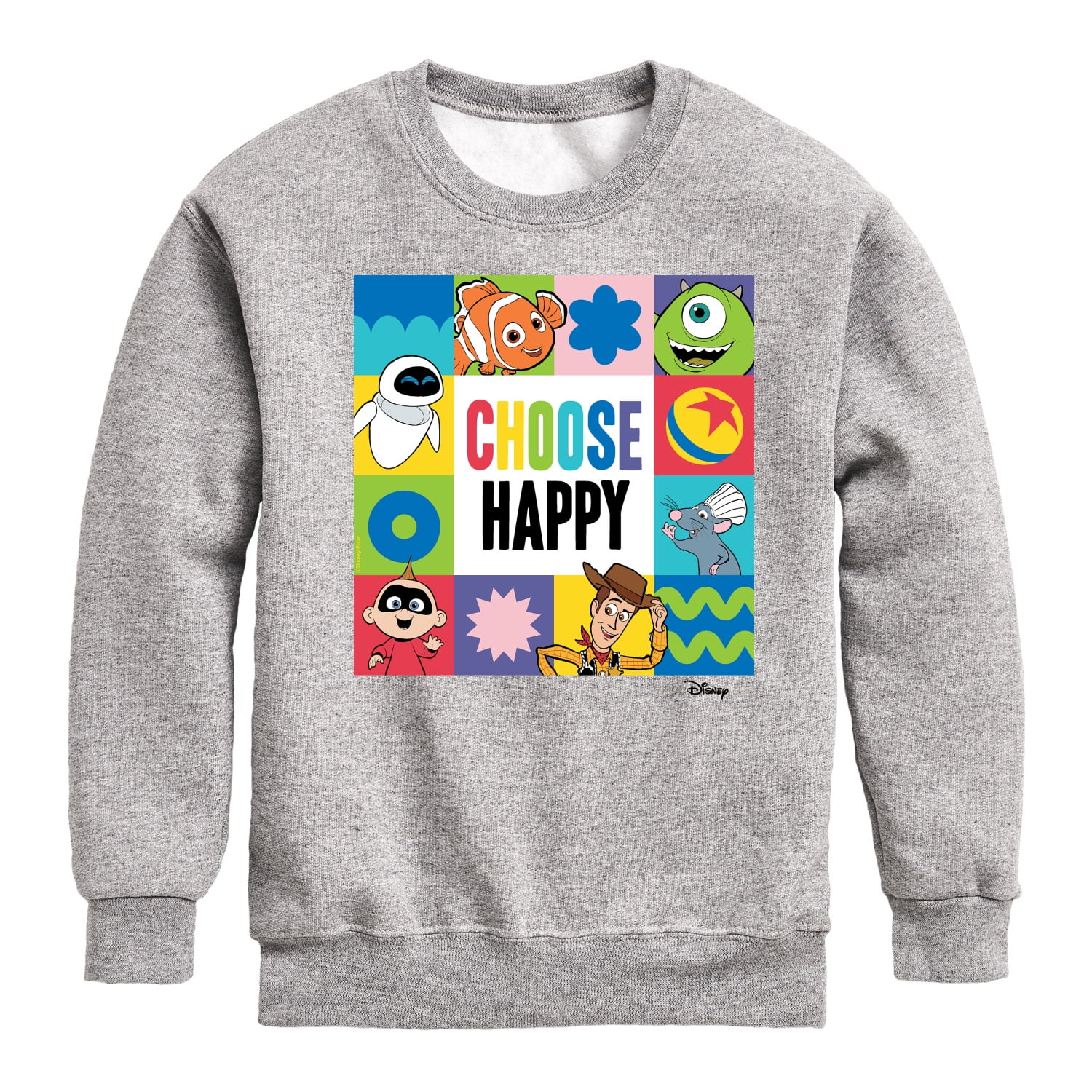 Disney - Choose Happy Grid - Toddler & Youth Crewneck Fleece Sweatshirt ...
