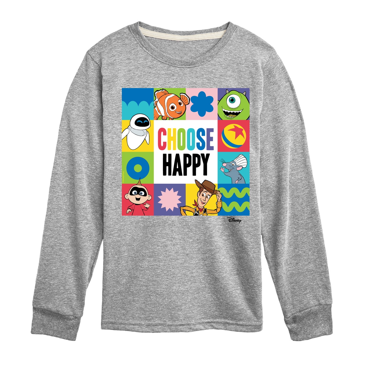 Disney - Choose Happy Grid - Toddler & Youth Long Sleeve Graphic T ...