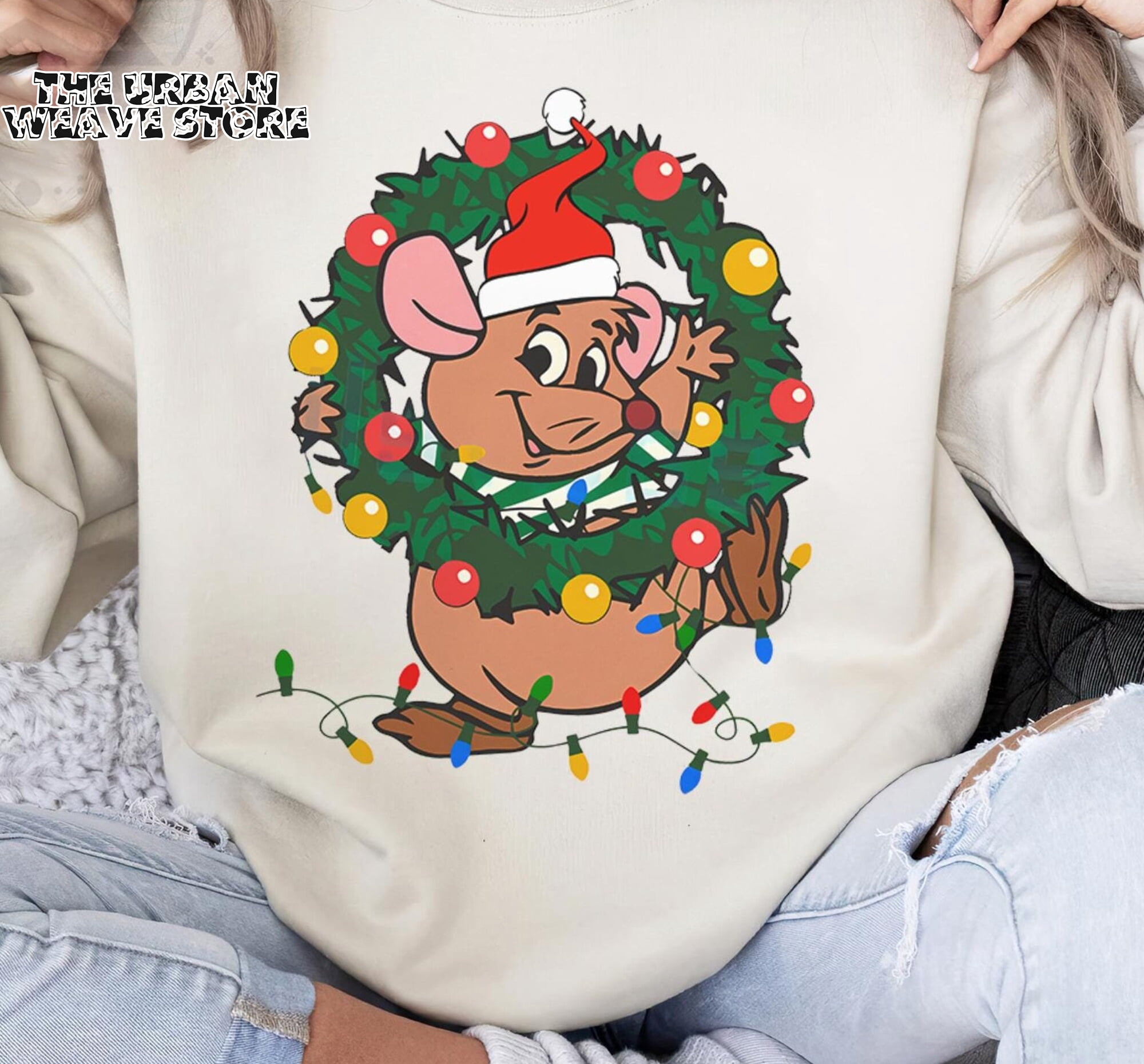 Disney Christmas Gus Gus Wreath Shirt Cinderella Princess Gus Gus Mouse ...