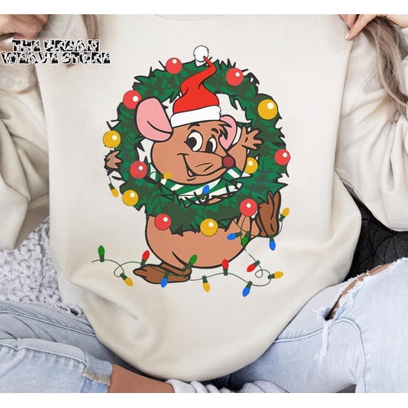 Disney Christmas Gus Gus Wreath Shirt Cinderella Princess Gus Gus Mouse ...