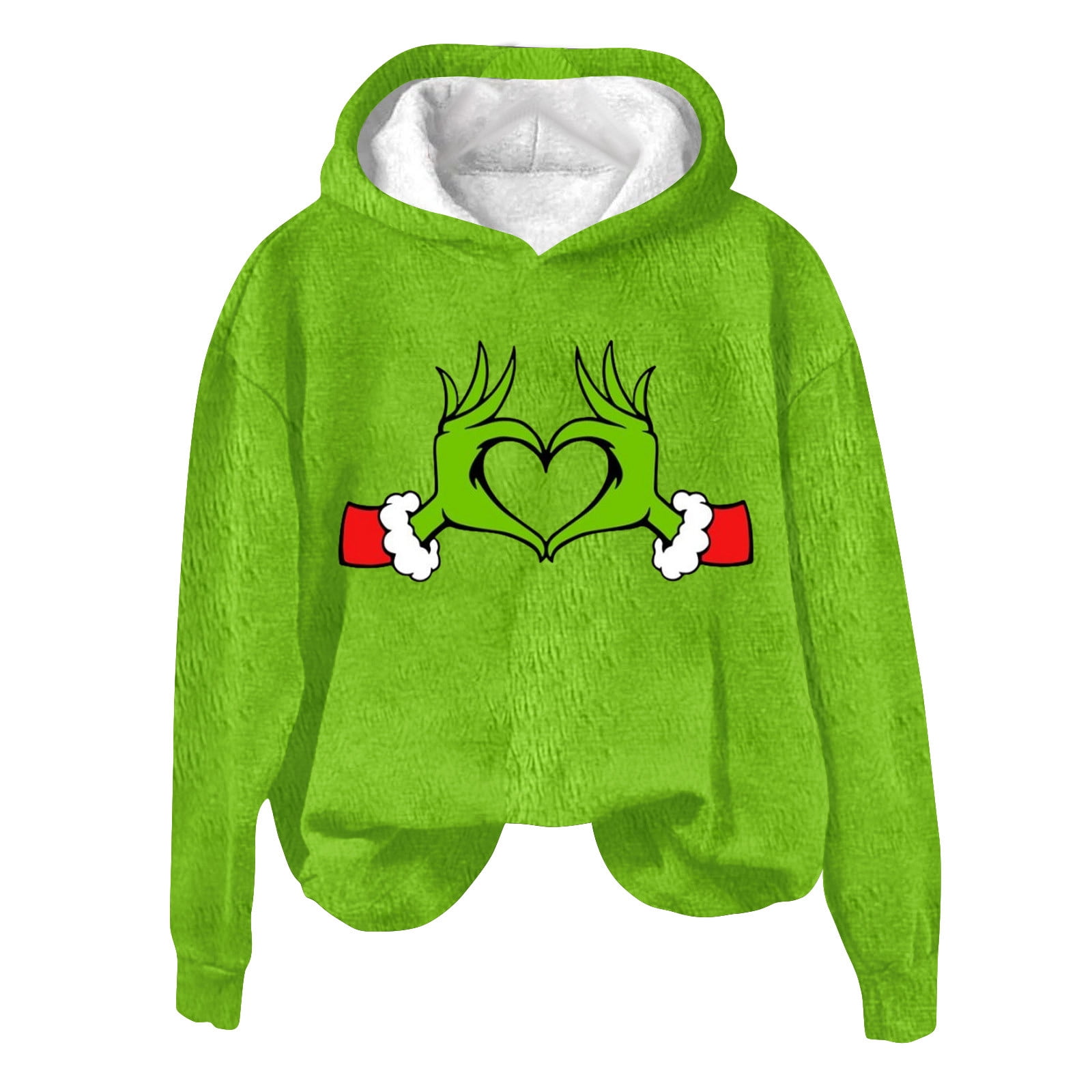 Disney Christmas Sweatshirt Cozy Green Love Hoodie Soft Fleece Pullover ...