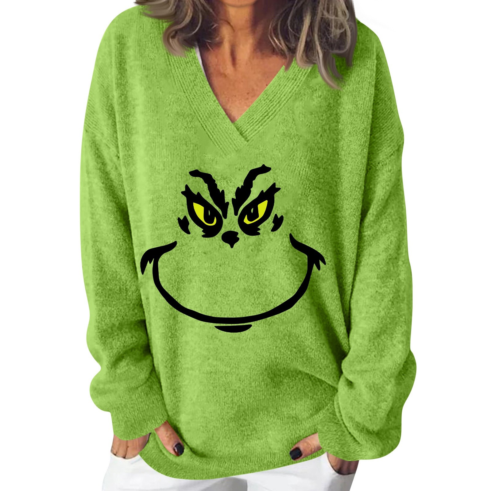 Disney Christmas Sweatshirt Women's Cozy Red V-Neck Sweater with ...