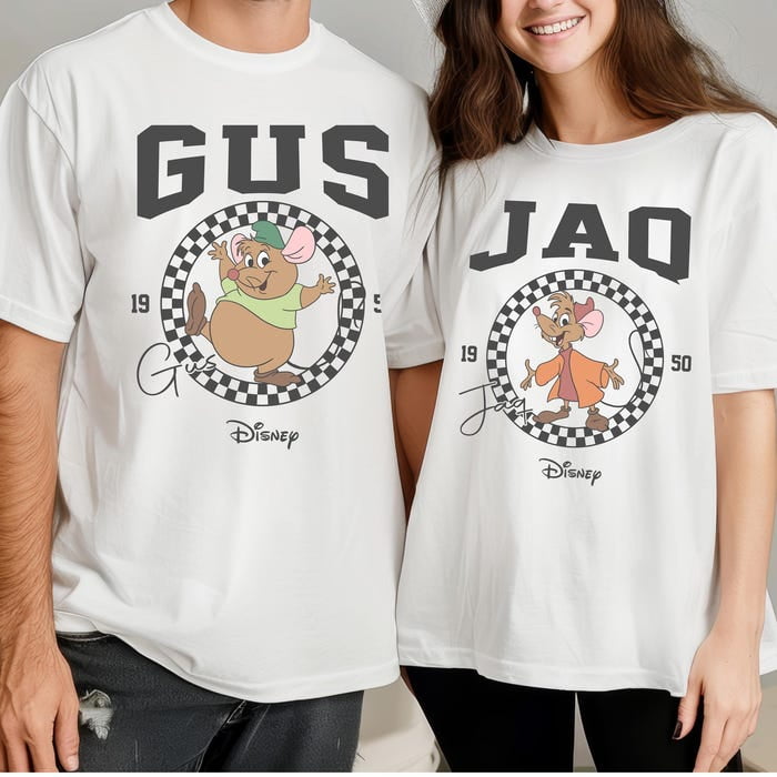 Disney Cinderella Jaq and Gus Est 1950 Vintage Checkered Portrait Shirt ...