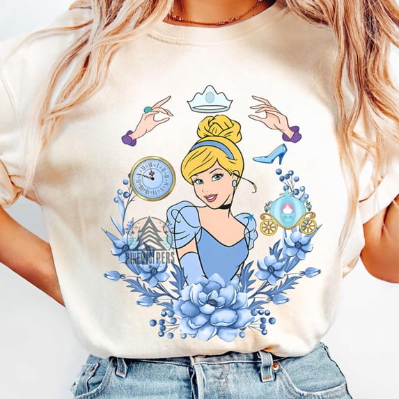 Disney Cinderella Princess Floral Villains Hand Retro Shirt Cinderella ...