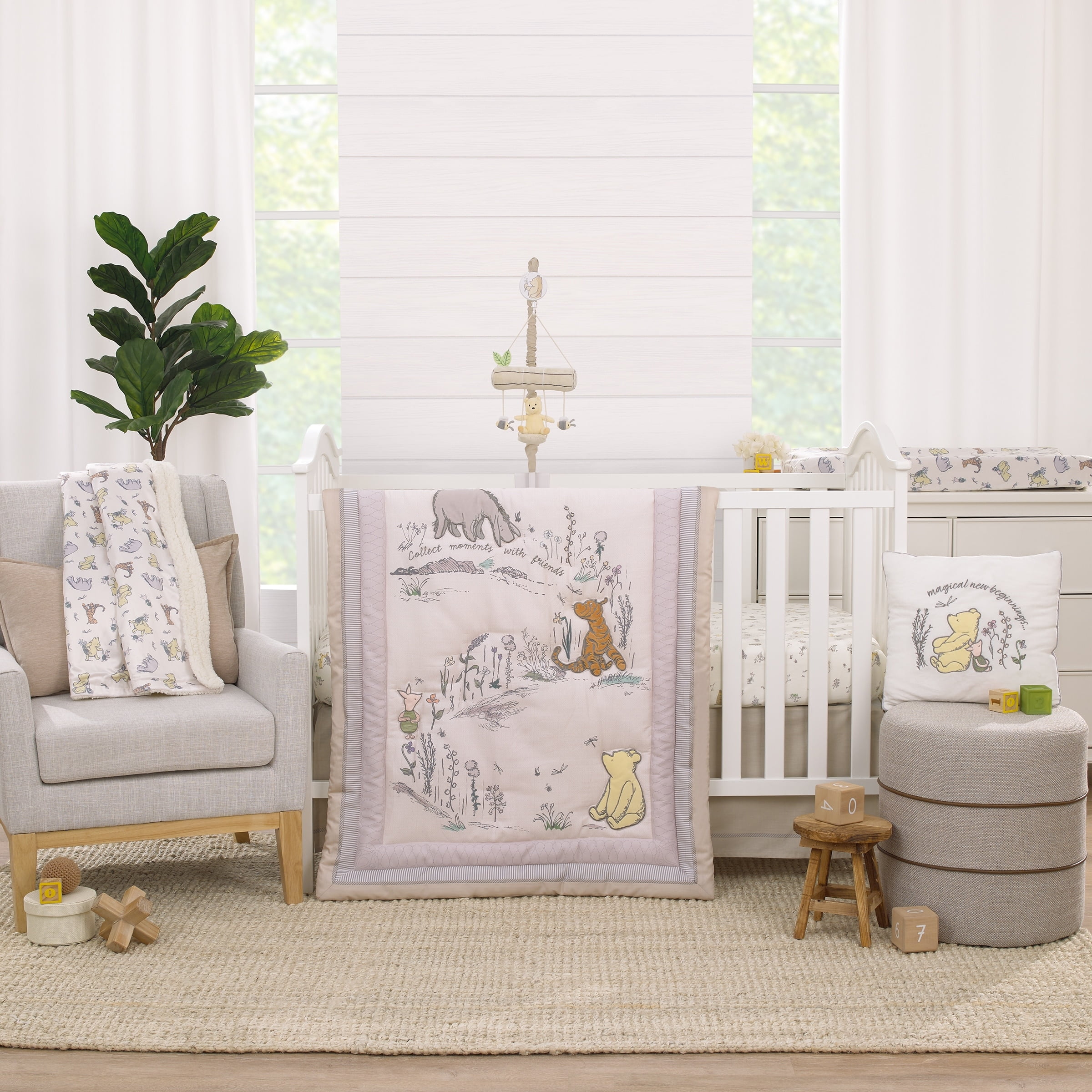 Disney Classic Pooh Naturally Friends 3 Piece Nursery Crib Bedding Set ...