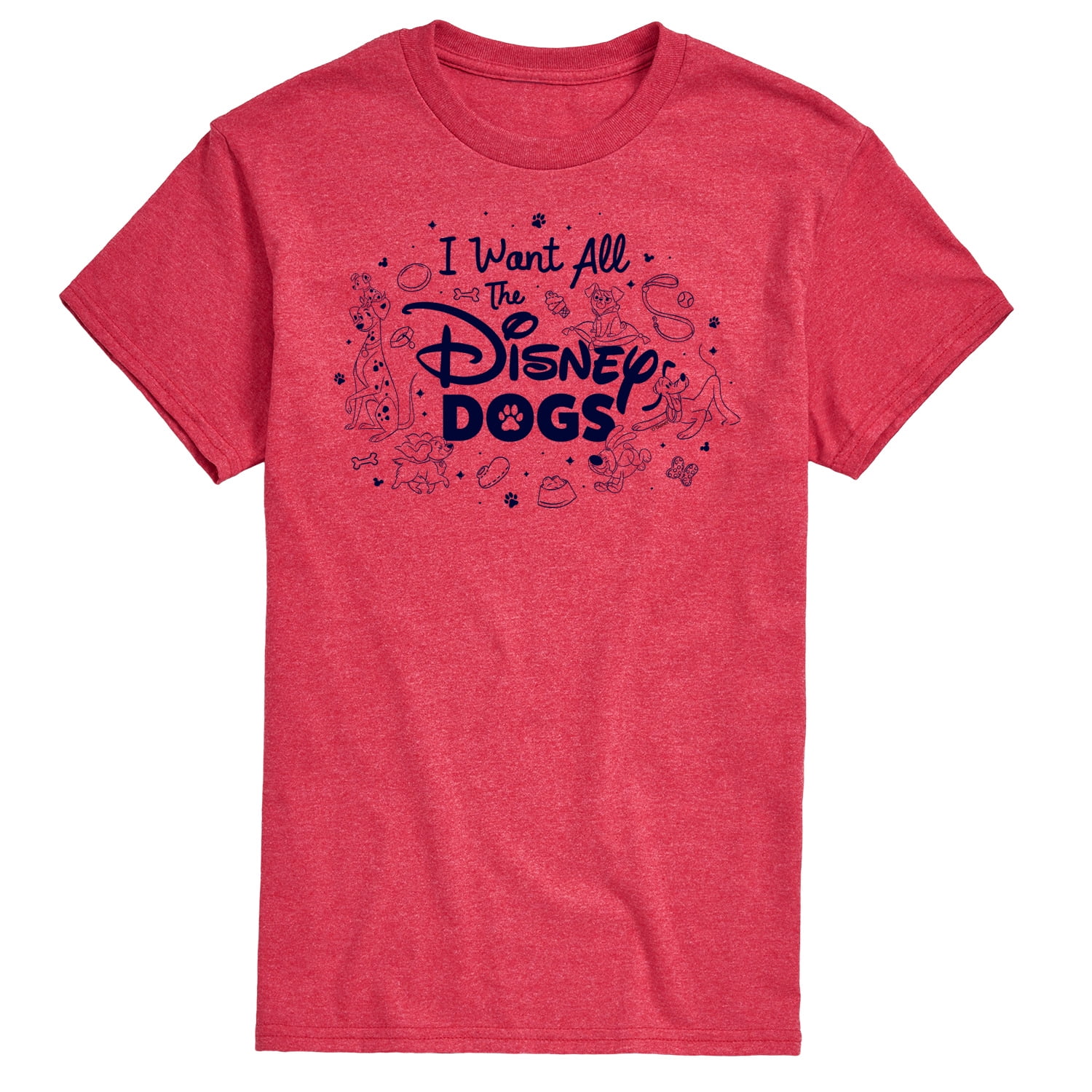 Disney Classics - Cats & Dogs - I Want All The Disney Dogs - Men's Short Sleeve Graphic T-Shirt ...