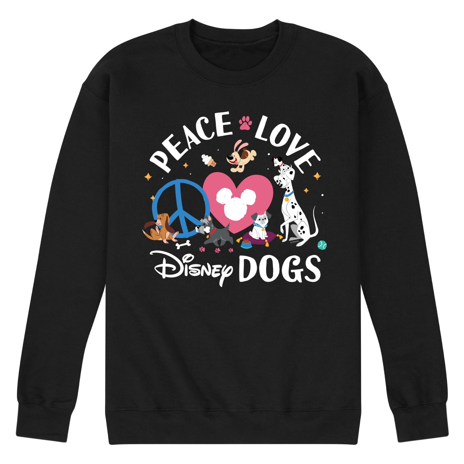 Disney Classics - Cats & Dogs - Peace Love Disney Dogs - Men's Crew ...