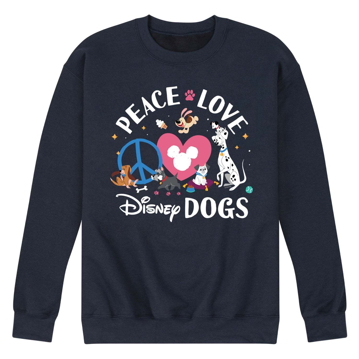 Disney Classics - Cats & Dogs - Peace Love Disney Dogs - Men's Crew ...
