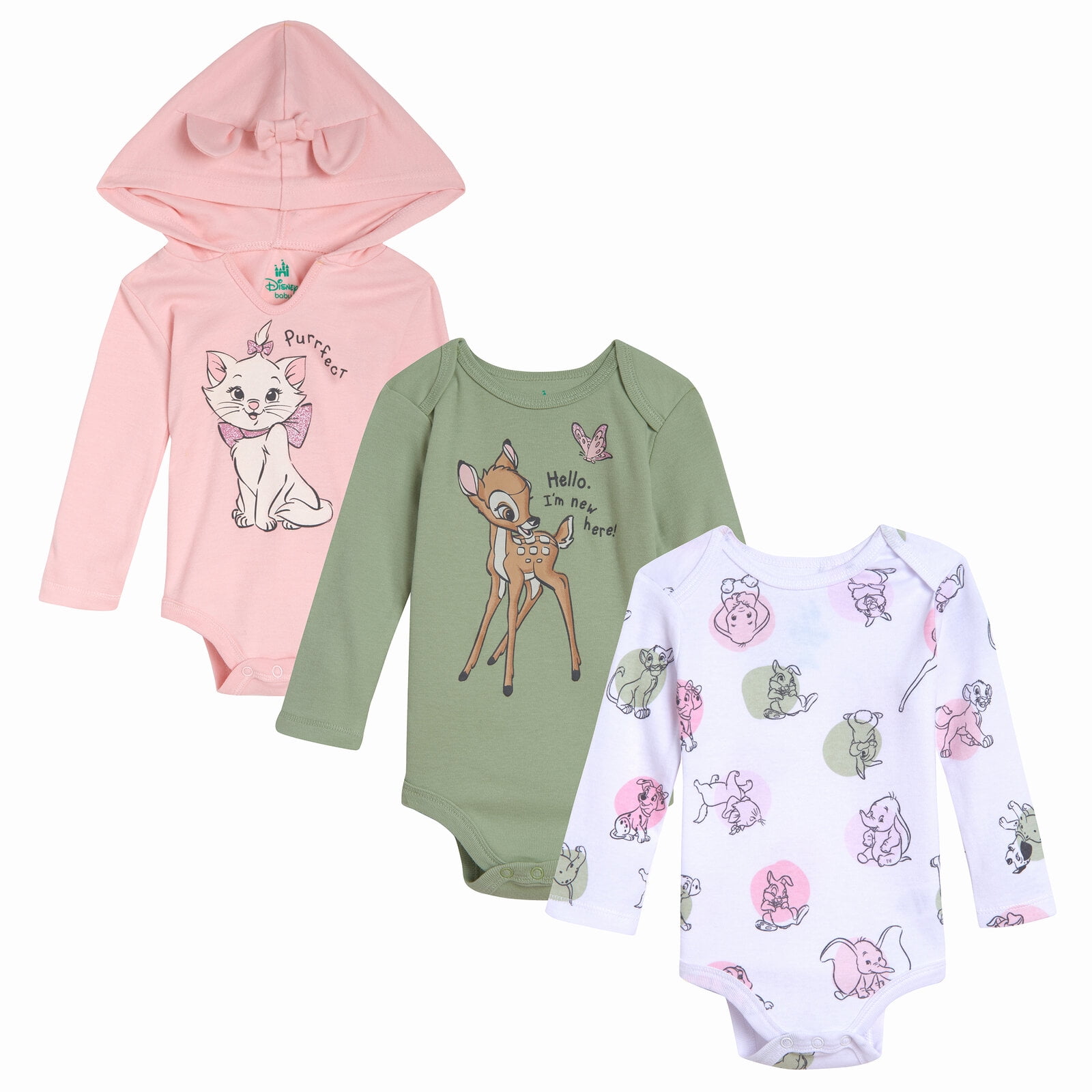 Disney, Baby Cosplay Bodysuits, 3 Pack, Dumbo Bambi Simba - Walmart.com