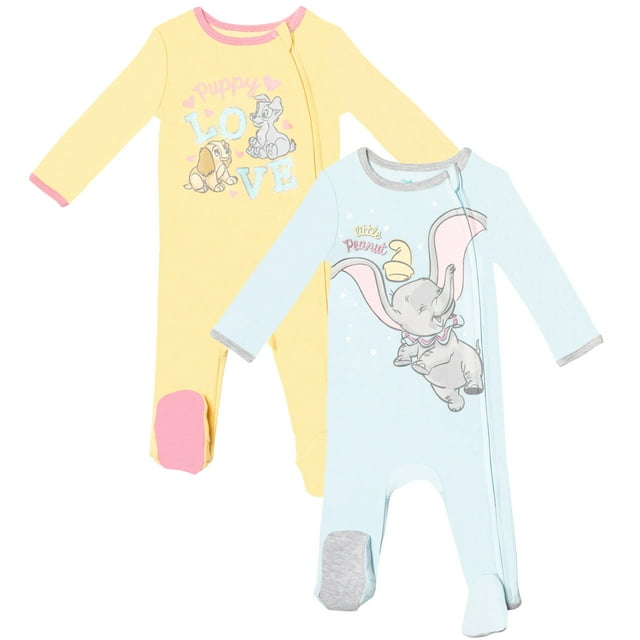 Disney Classics Lady and the Tramp Dumbo Infant Baby Girls 2 Pack Sleep ...