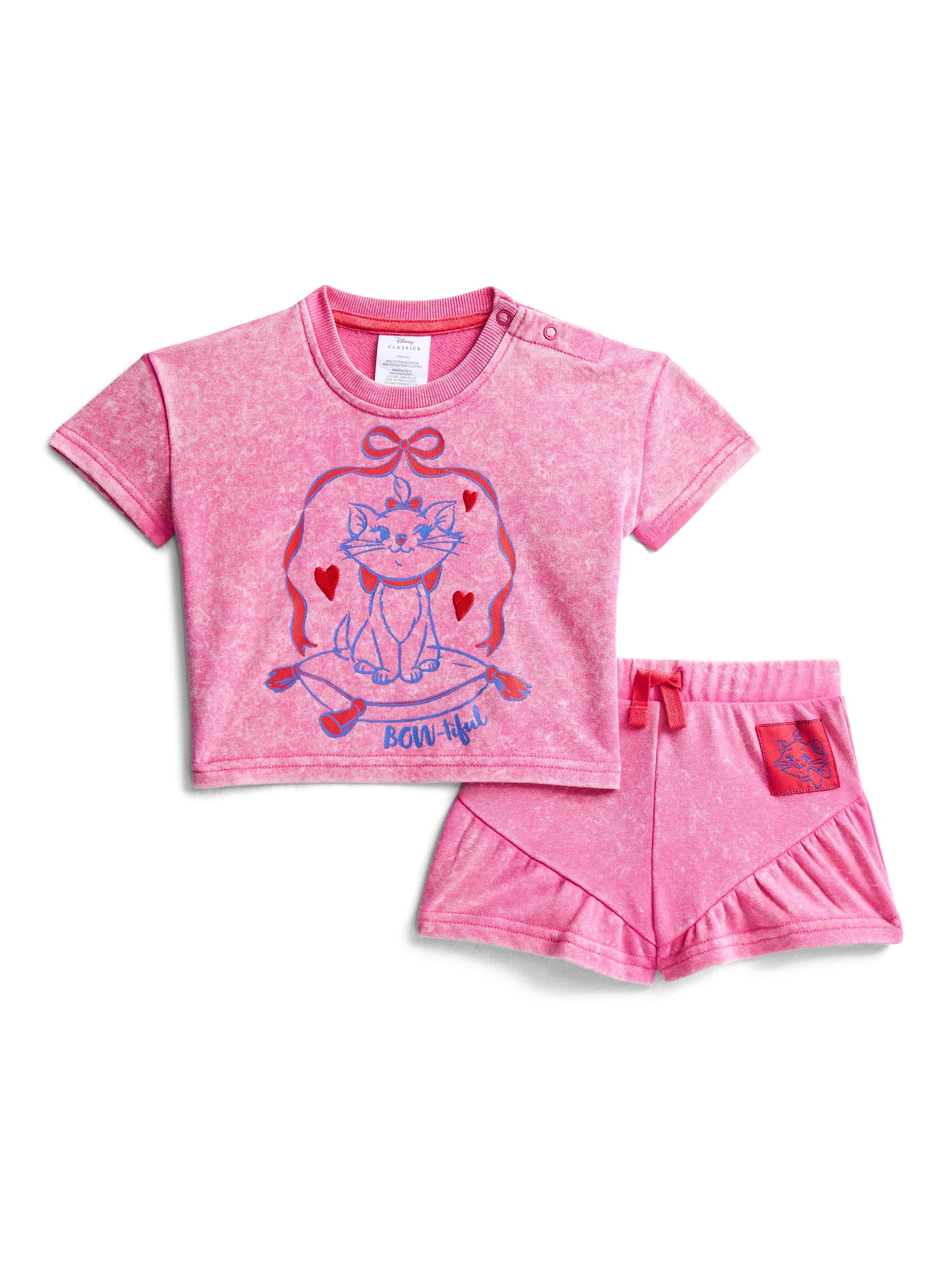 Marie Baby Girls' Short Sleeve Graphic Tee and Matching Ruffle Shorts ...