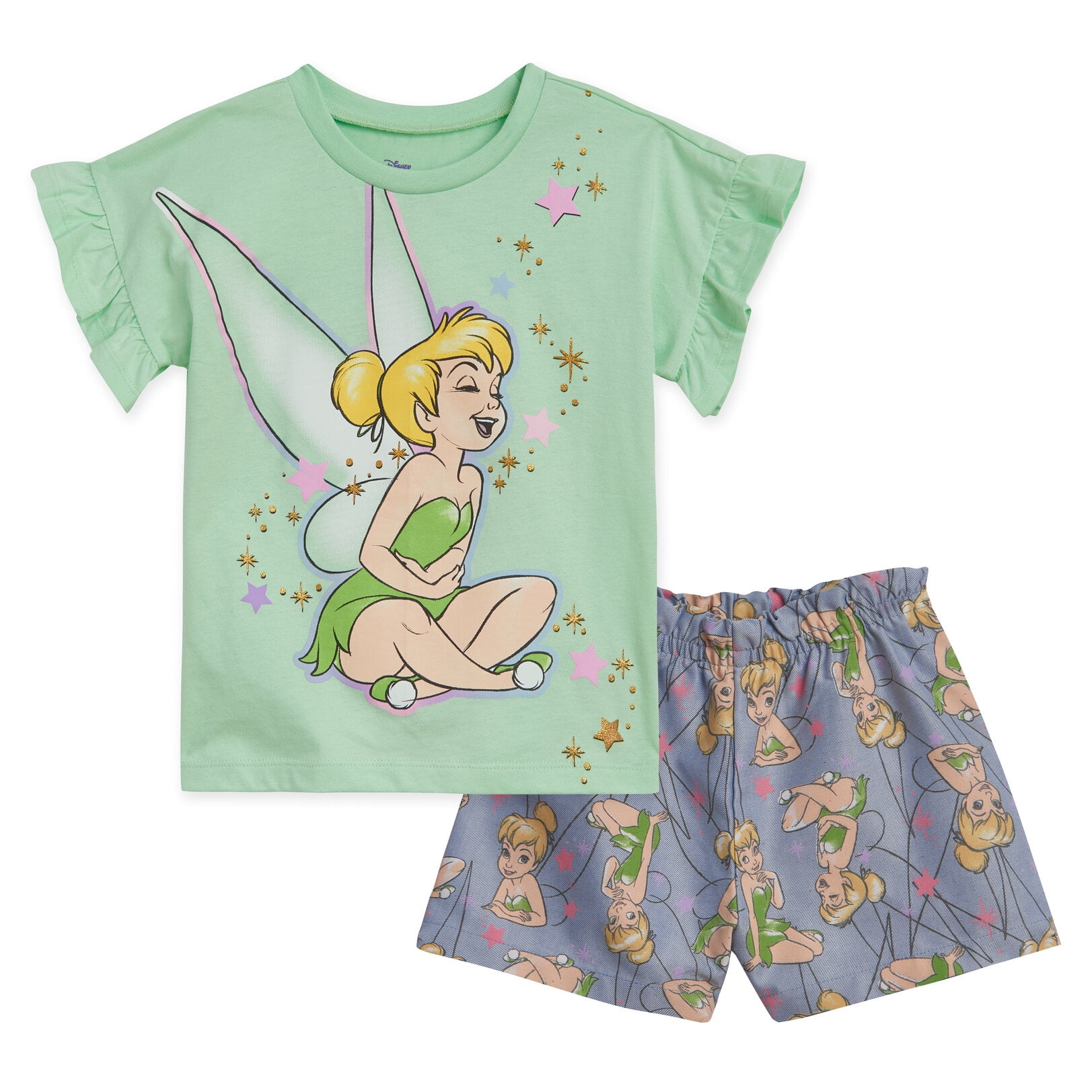 Disney Classics Tinker Bell Big Girls T-Shirt and Chambray Bike Shorts ...