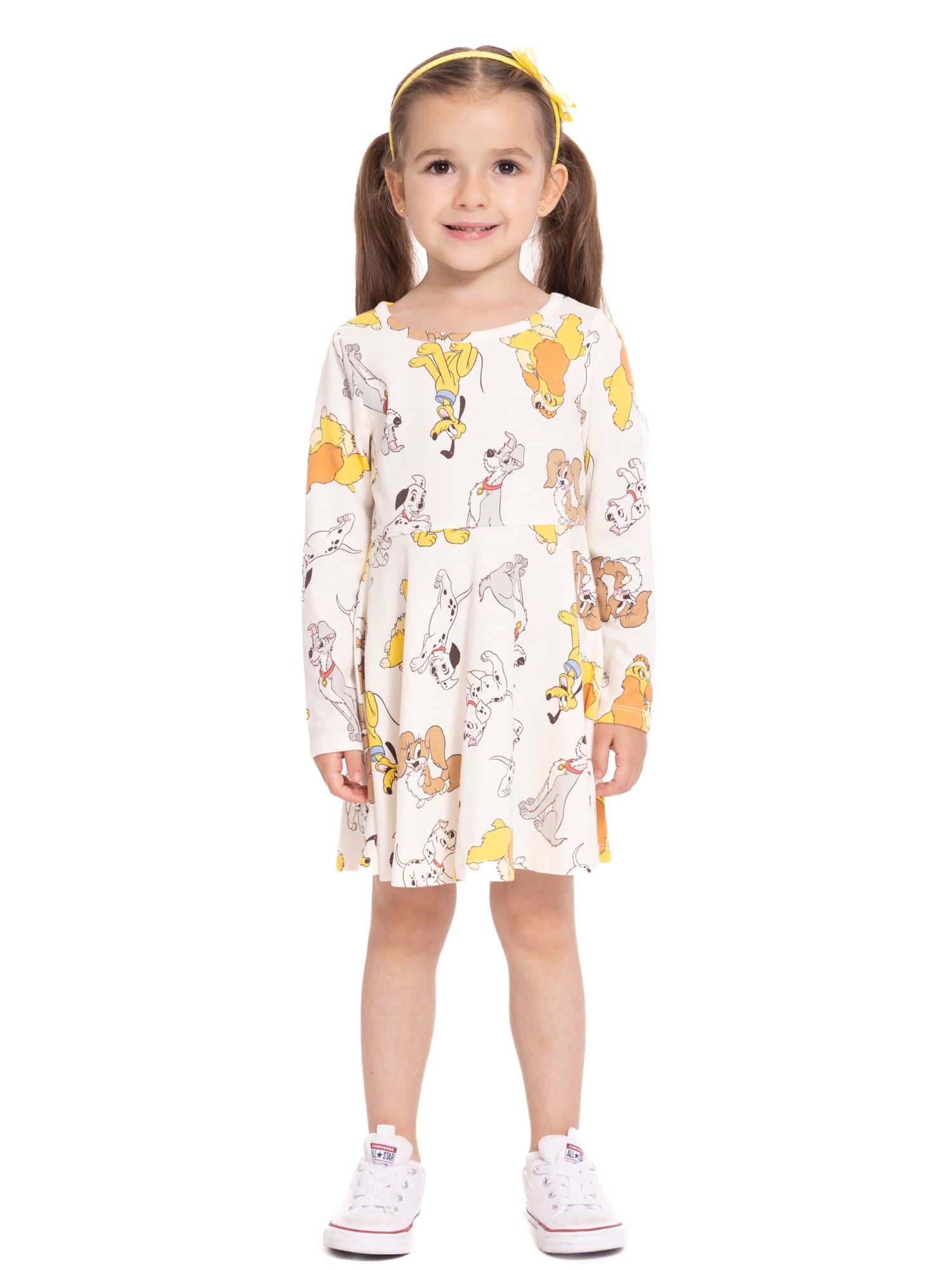 Disney Toddler Girls' Print Dress with Long Sleeves, Sizes 12M-5T ...