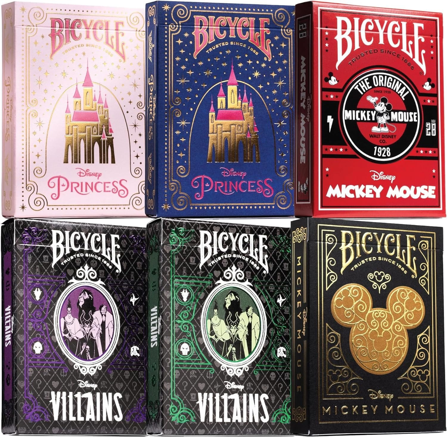 Disney Collector's Bundle: 6 Decks Bicycle Playing Cards - Black & Gold ...