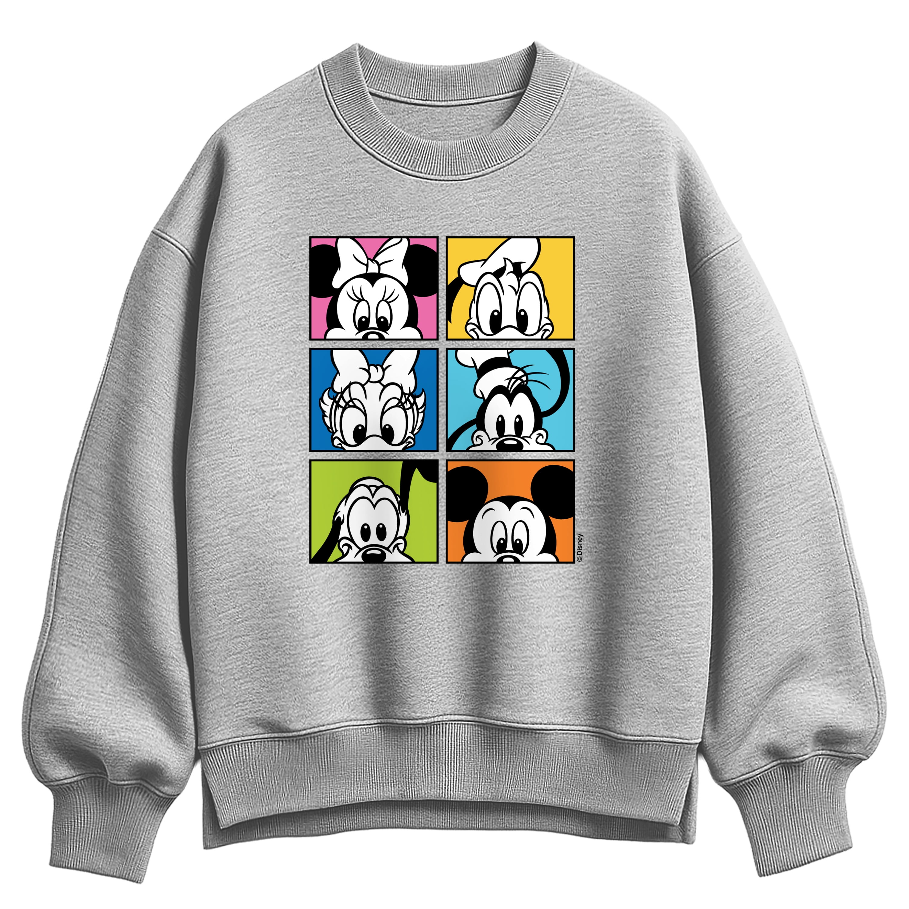 Disney - Colorful Character Squares - Women's Oversized Fleece Crew ...