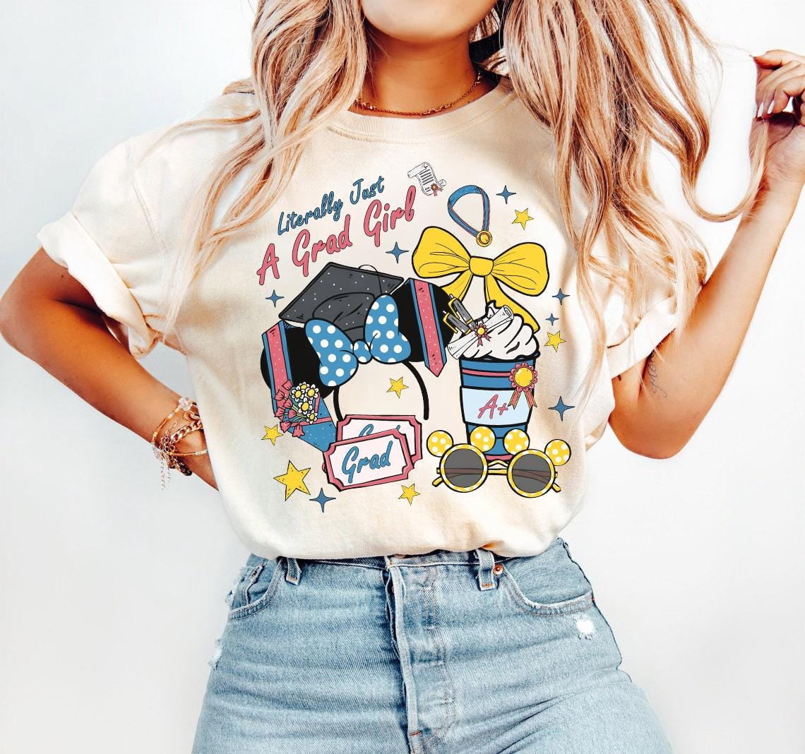 Disney Coquette Bow Literally Just a Girl Graduation T-Shirt ...