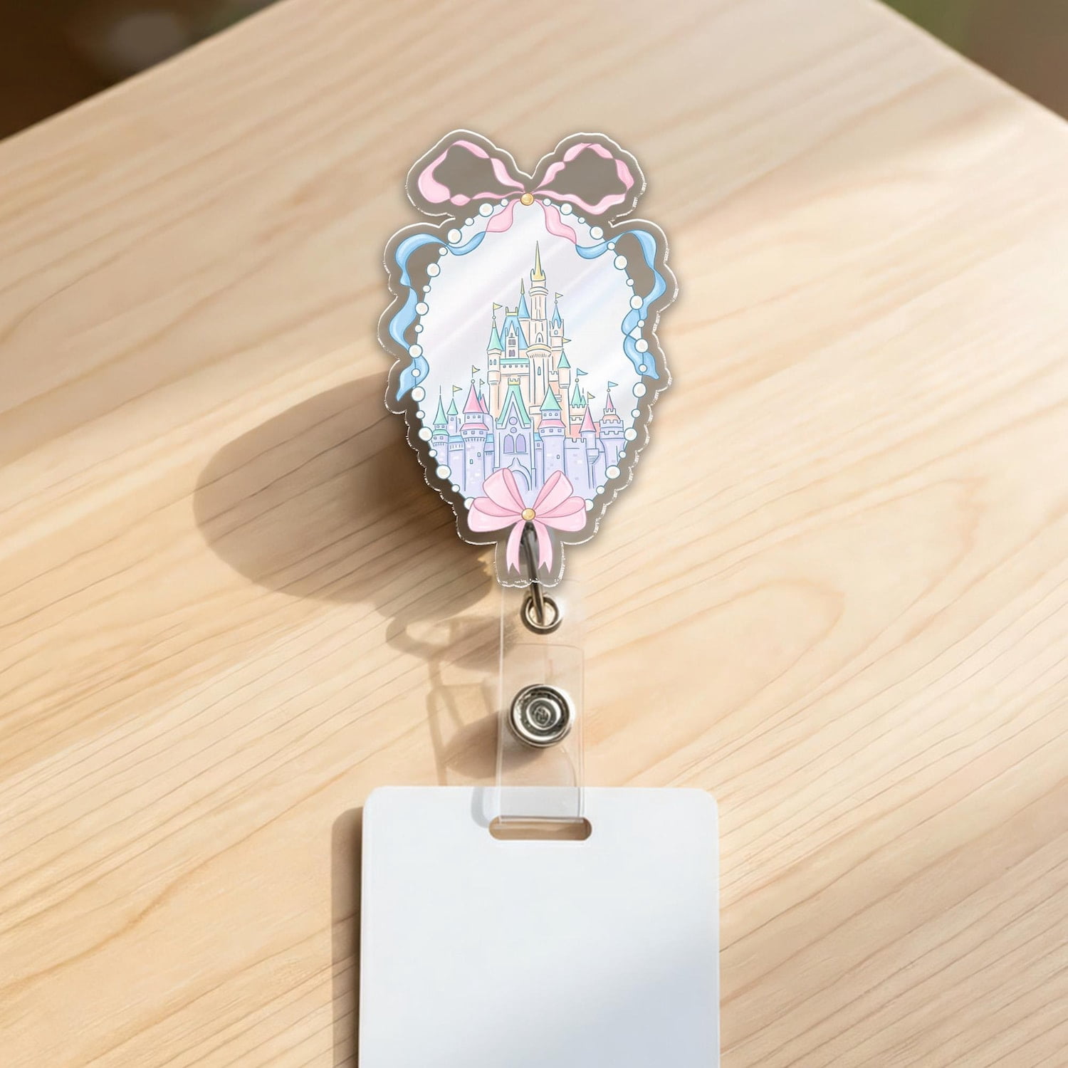 Disney Coquette Bow Magical Castle Badge Reel, Disneyland Magic Castle ...