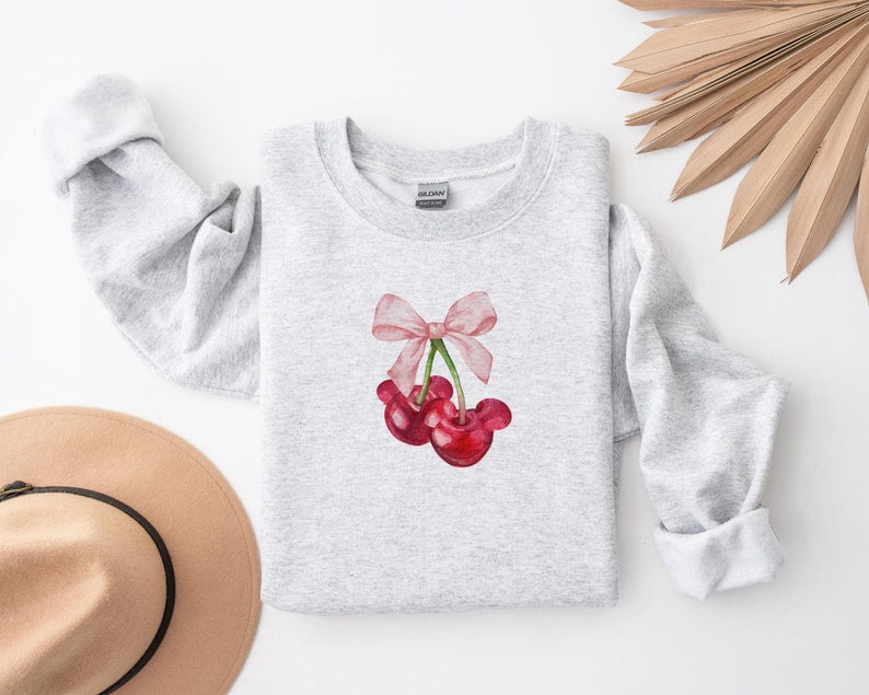 Disney Coquette Sweatshirt, Cherry Mickey Bow Crop, Minnie girlie y2k ...