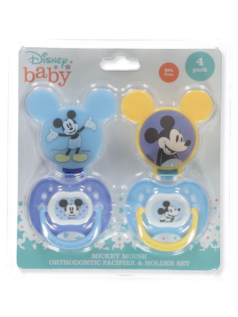 Disney Cudlie Mickey Mouse Baby Boy 4 Pack of 2 Pacifiers & 2 Clips ...