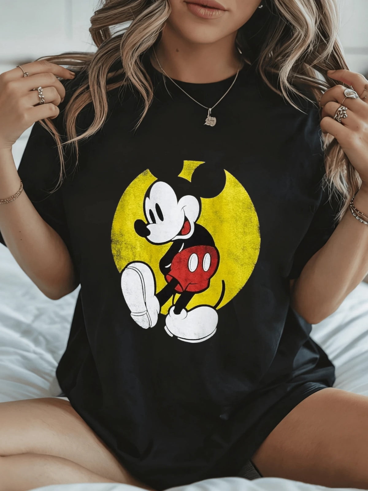 Disney Cute Minnie Mouse Yellow Dress Bright Spring Polka Dot T-shirt ...