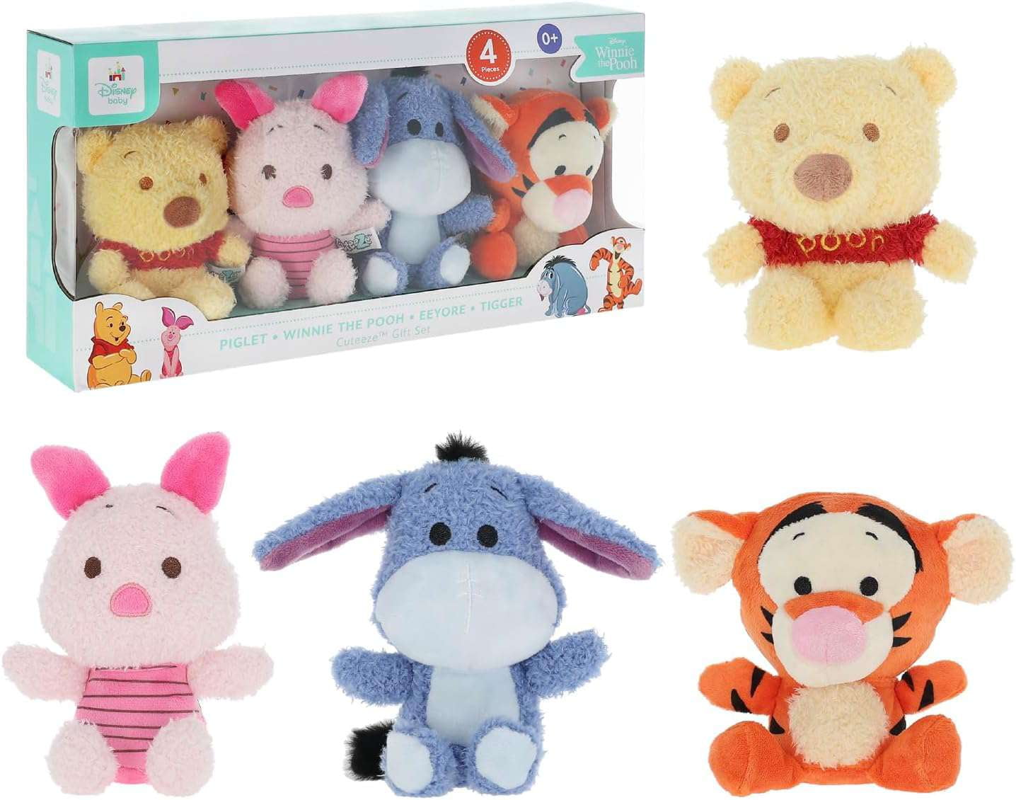 Disney Cuteeze Piglet, Winnie the Pooh, Eeyore & Tigger Plush 4-Pack ...