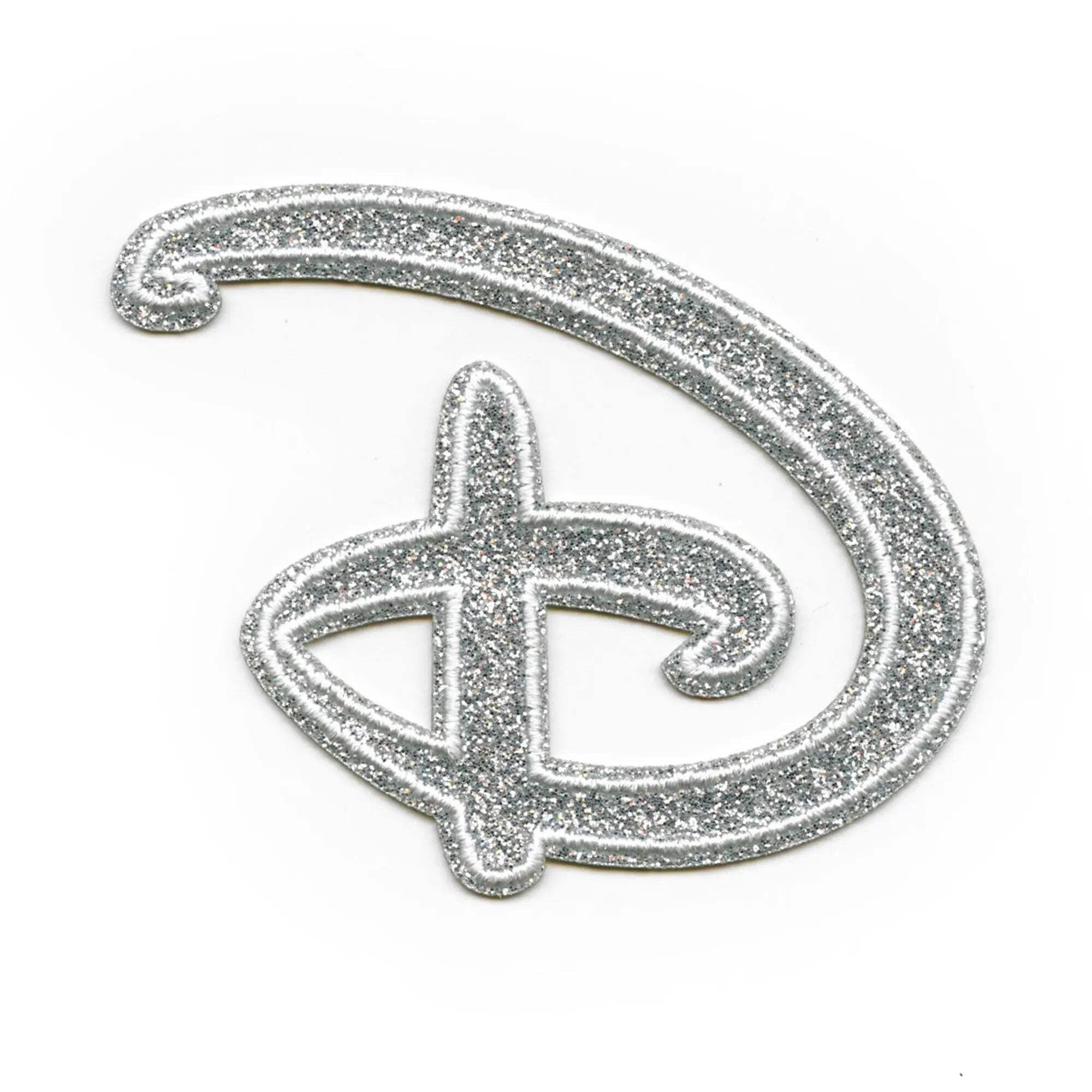 Disney D Logo Patch Glitter Silver Channel Applique Embroidered Iron On ...