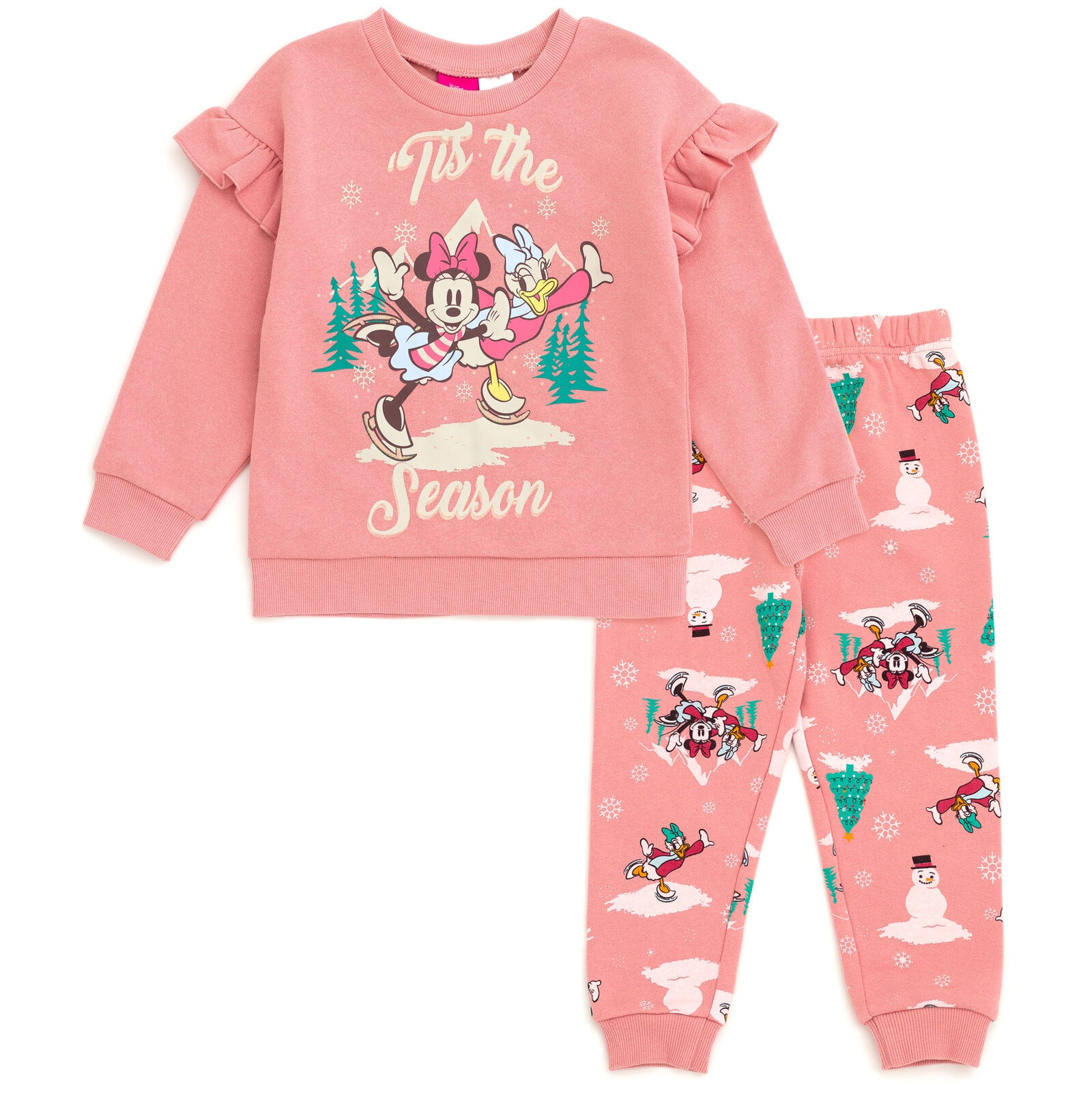 Disney Daisy Duck Minnie Mouse Christmas Fleece Sweatshirt & Jogger Set ...