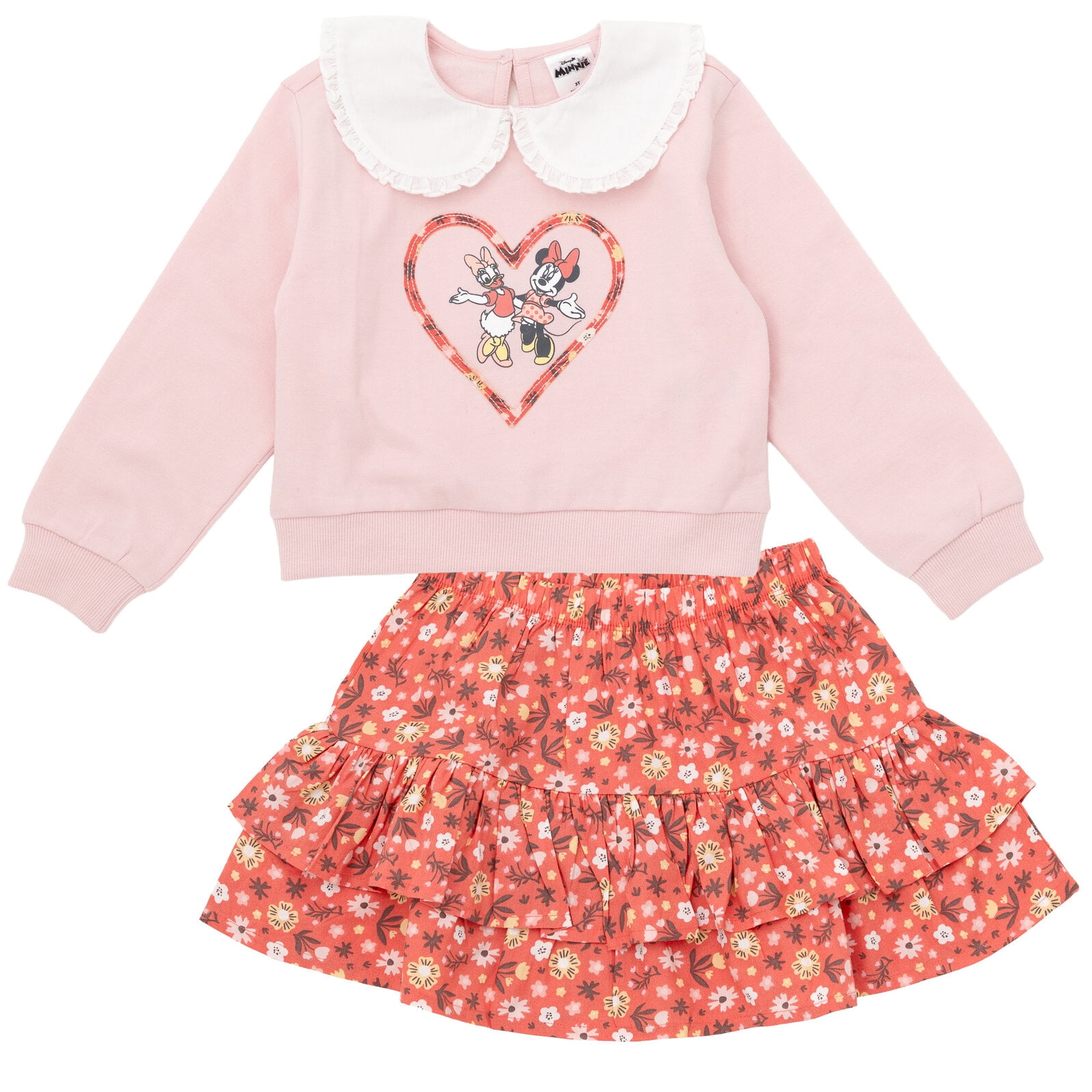 Disney Daisy Duck Minnie Mouse Floral Fleece Sweatshirt and Skirt ...