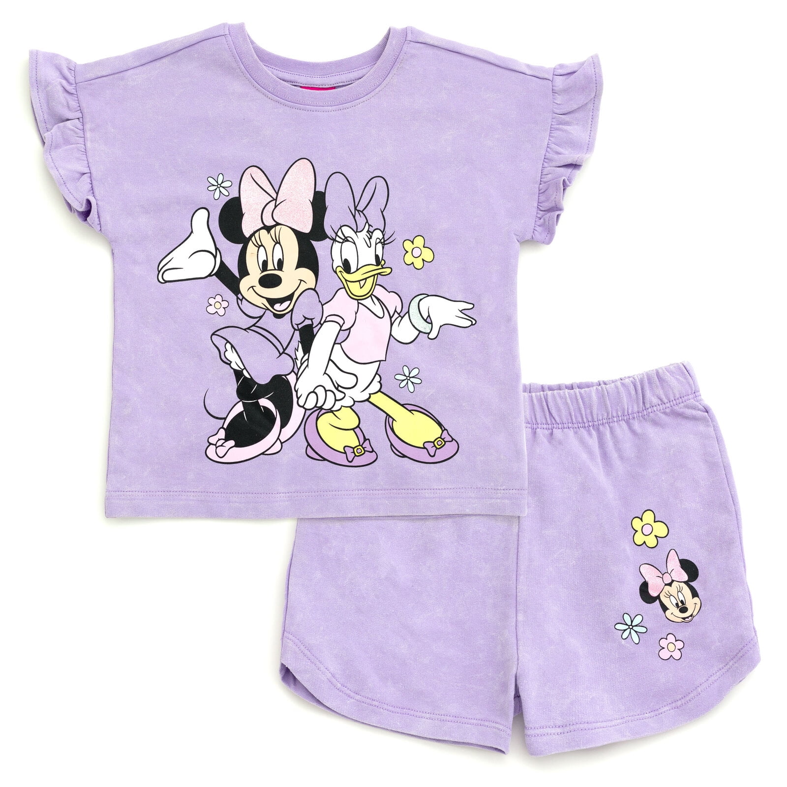 Disney Daisy Duck Minnie Mouse French Terry T-Shirt and Shorts Outfit ...