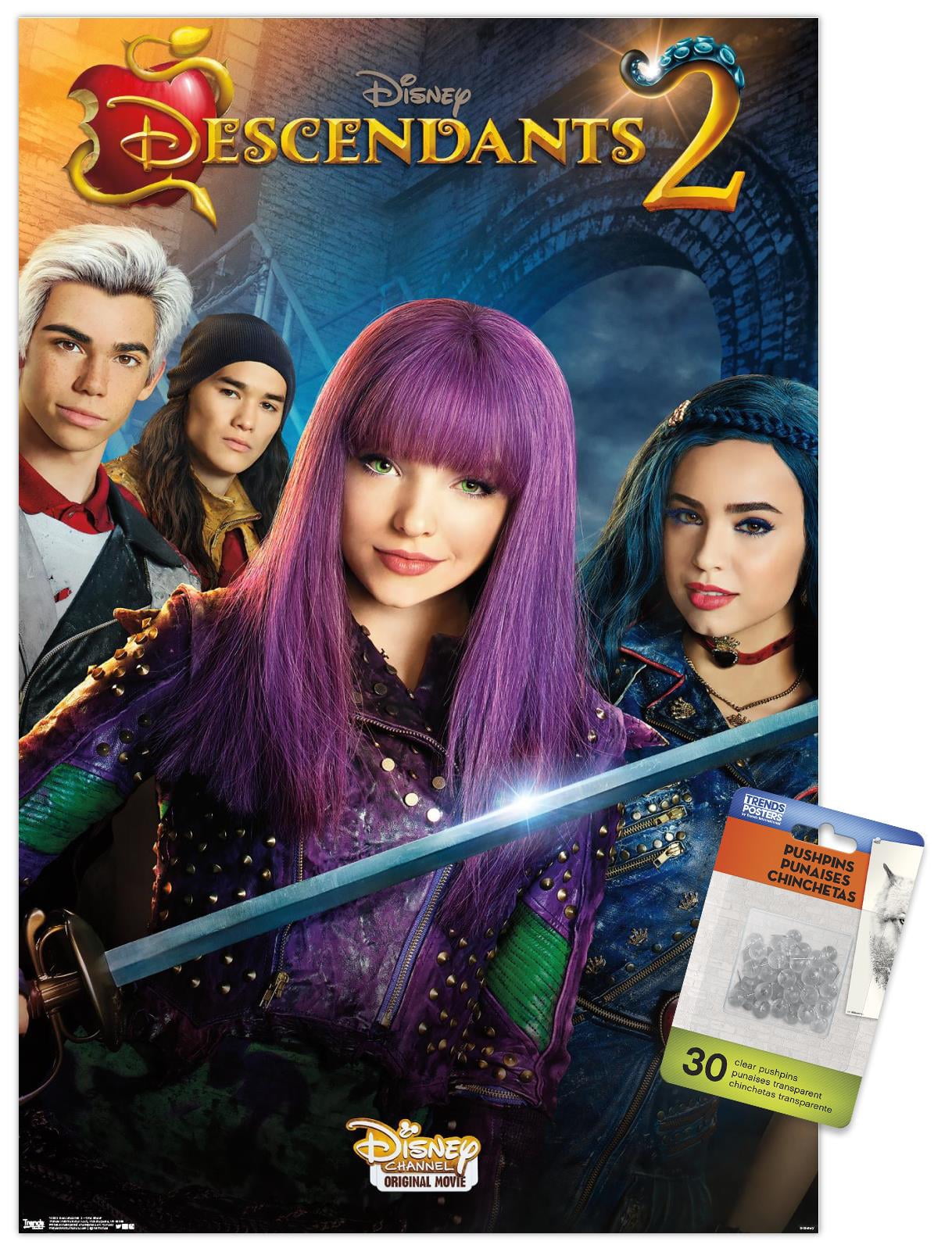 Disney Descendants 2 - One Sheet Wall Poster with Push Pins, 14.725" x ...