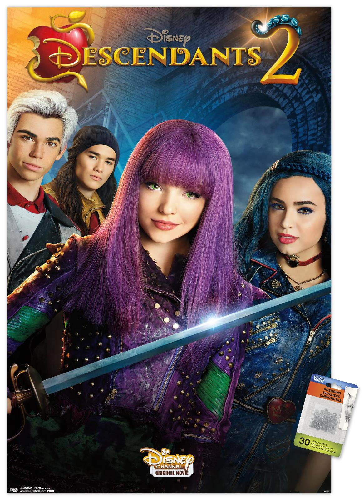 Disney Descendants 2 - One Sheet Wall Poster with Push Pins, 22.375" x 34" - Walmart.com