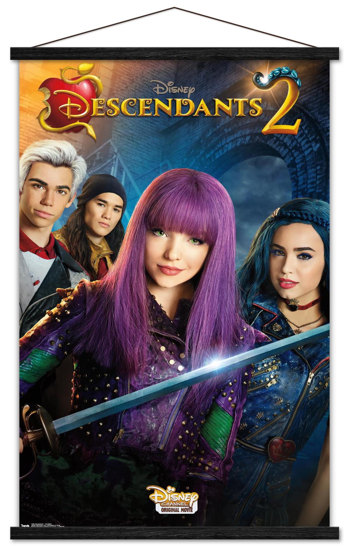 Disney Descendants 2 - One Sheet Wall Poster with Wooden Magnetic Frame ...