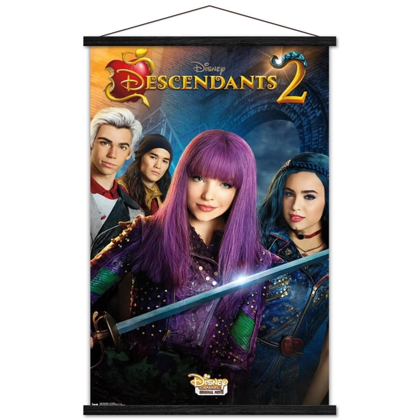 Disney Descendants 2 - One Sheet Wall Poster with Wooden Magnetic Frame ...