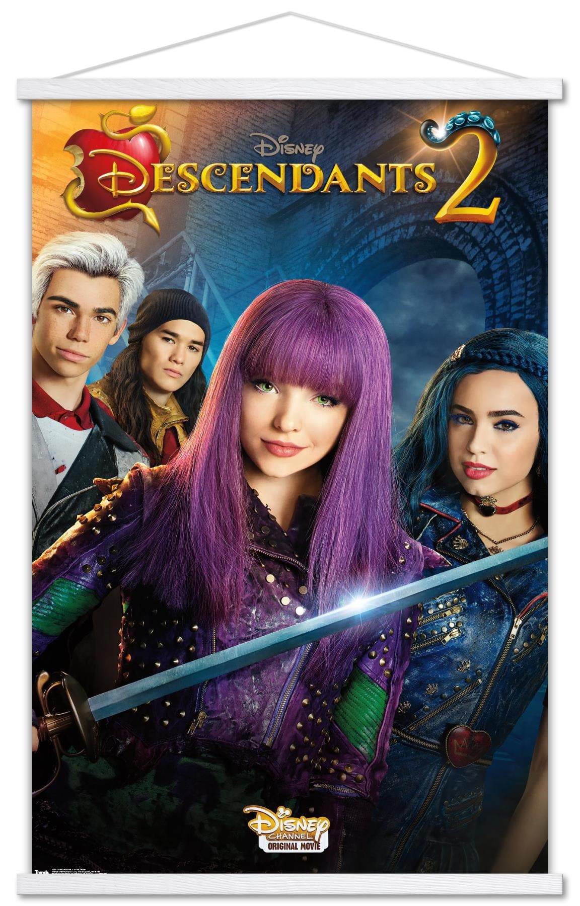 Disney Descendants 2 - One Sheet Wall Poster with Wooden Magnetic Frame ...