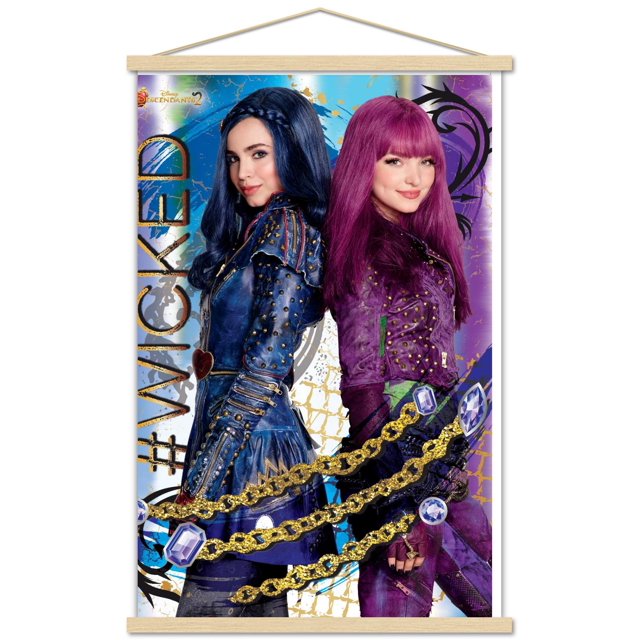 Disney Descendants 2 - Wicked Wall Poster with Wooden Magnetic Frame ...