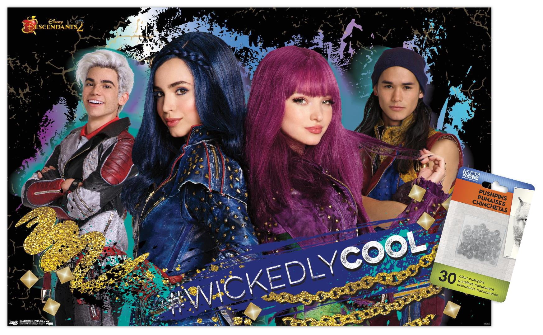 Disney Descendants 2 - Wickedly Cool Wall Poster with Push Pins, 14.725 ...