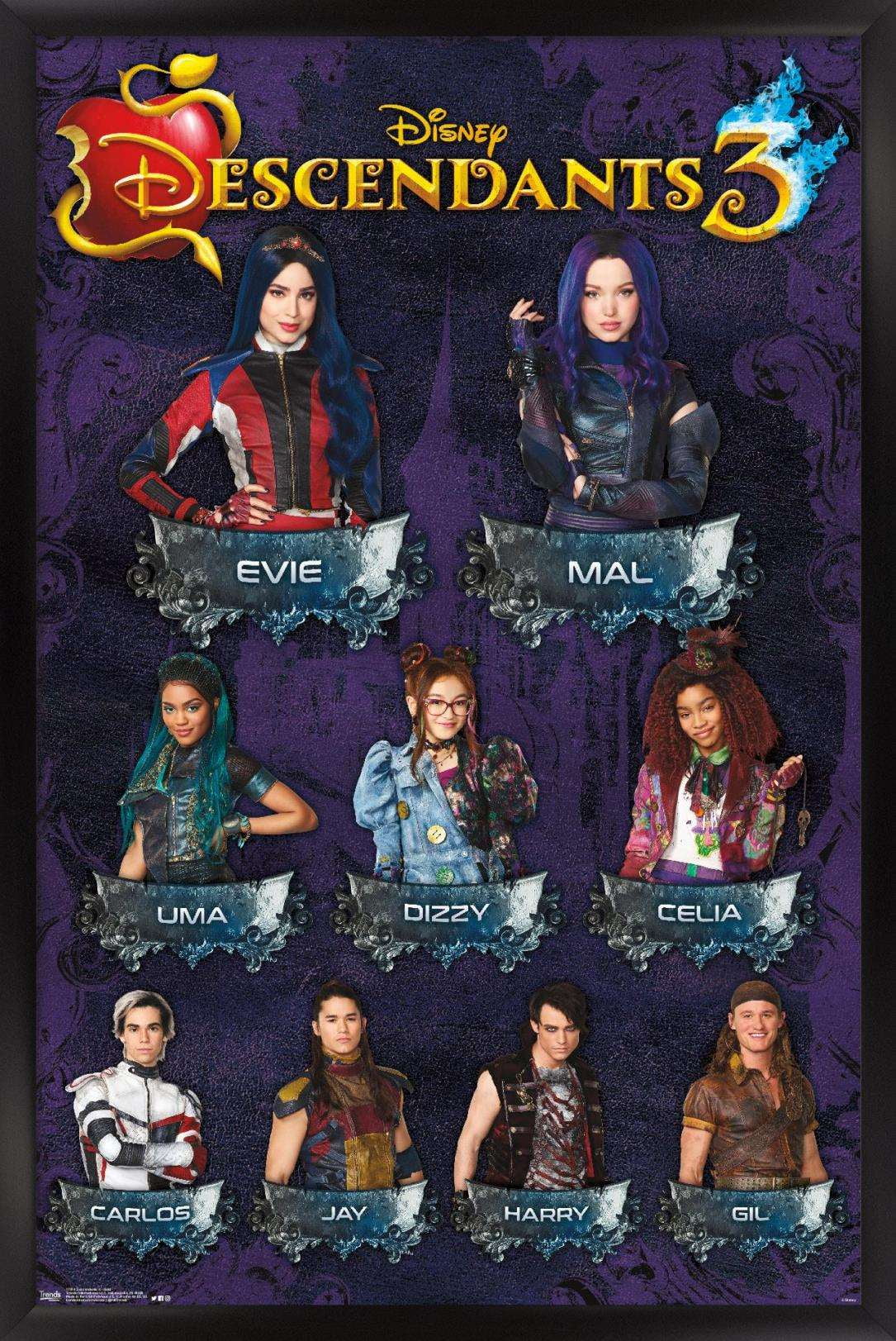 Disney Descendants 3 - Grid Wall Poster, 14.725" x 22.375", Framed ...