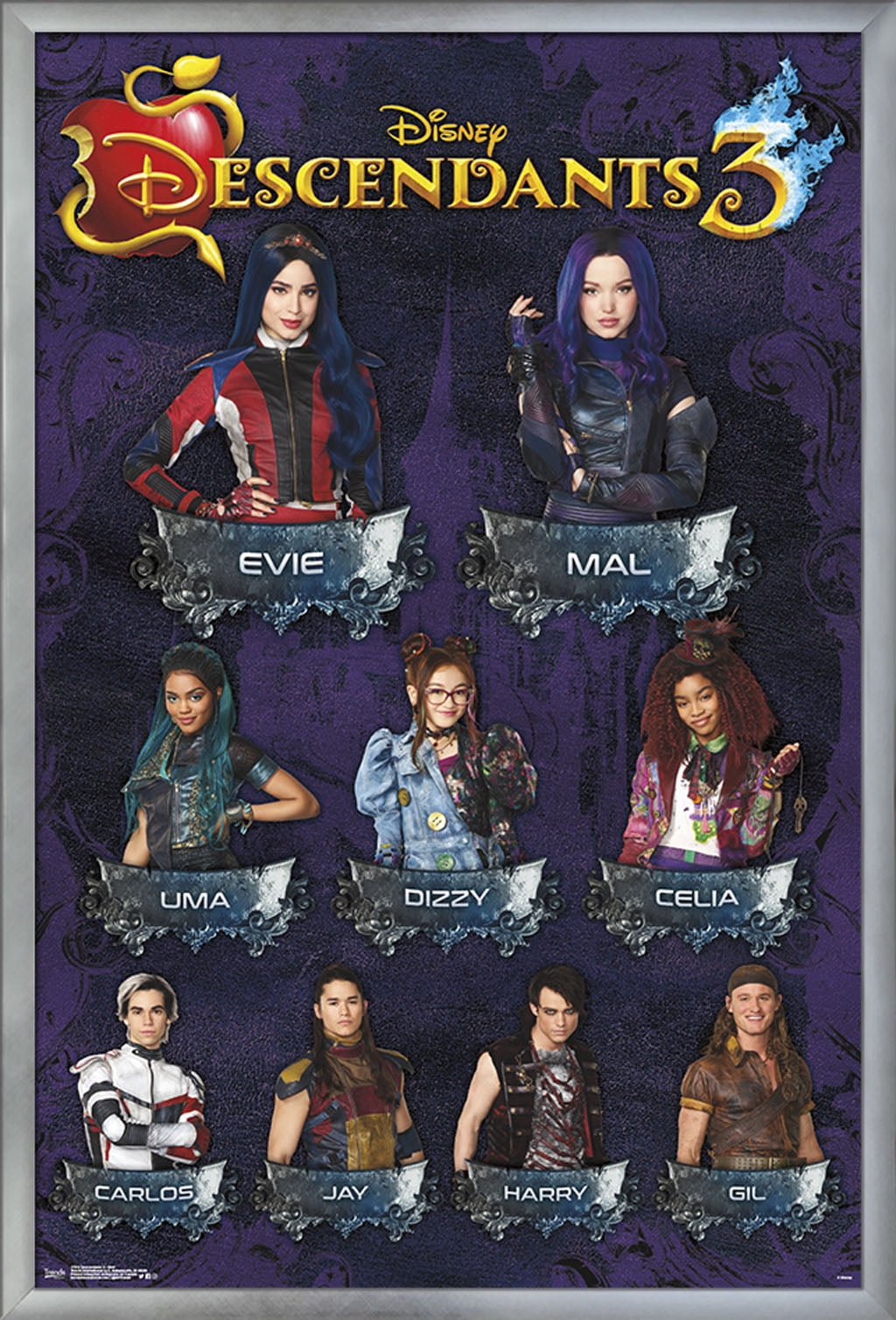 Disney Descendants 3 - Grid Wall Poster, 22.375" x 34", Framed ...